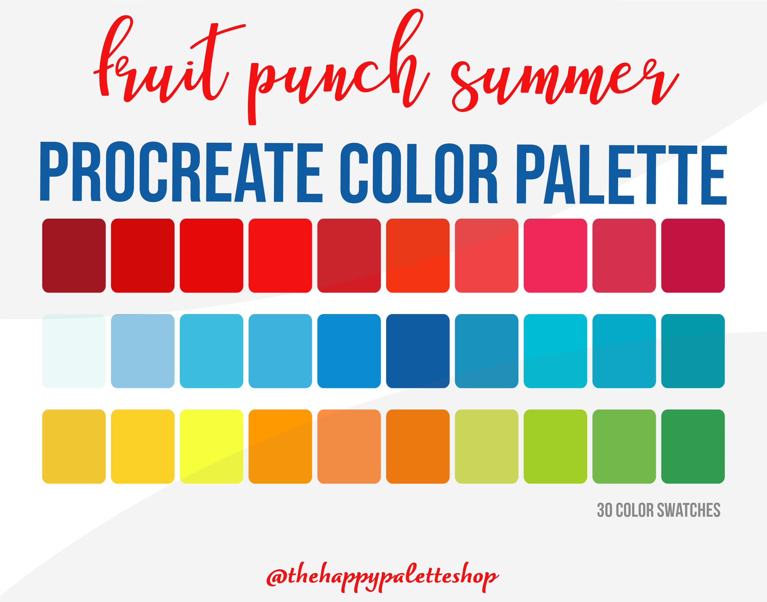 Summer Procreate Color Palette Rainbow Procreate Color Palette Vibrant ...