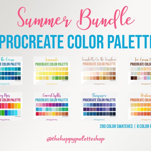 Cute Spring Procreate Color Palette Bundle Digital Art & iPad Lettering ...