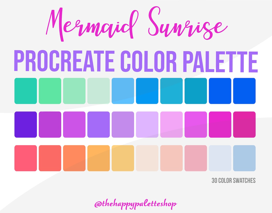 Mermaid Procreate Color Palette | Lettering | Digital Art | Rainbow ...