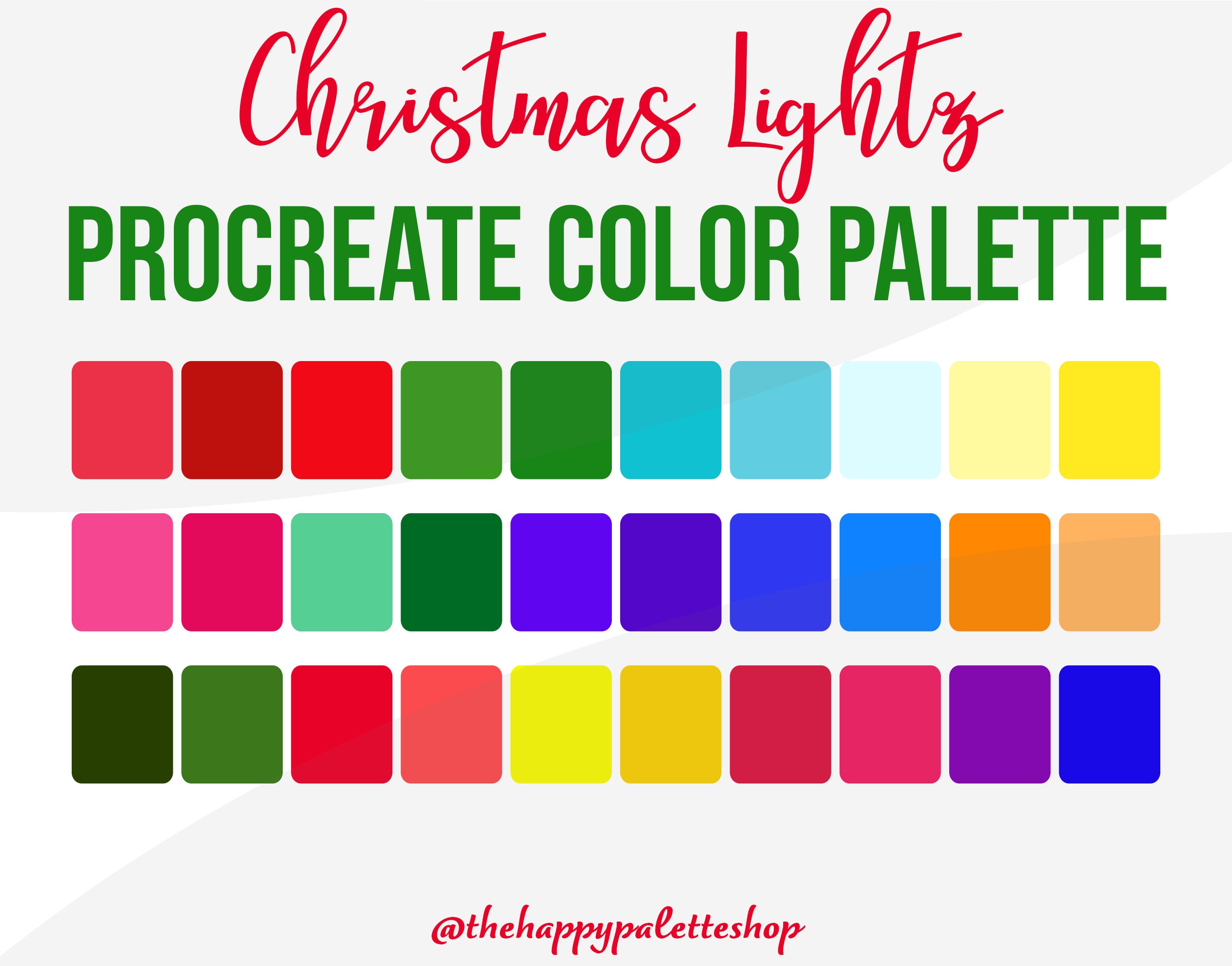Bright Christmas Procreate Palette Lettering Digital Art Ipad