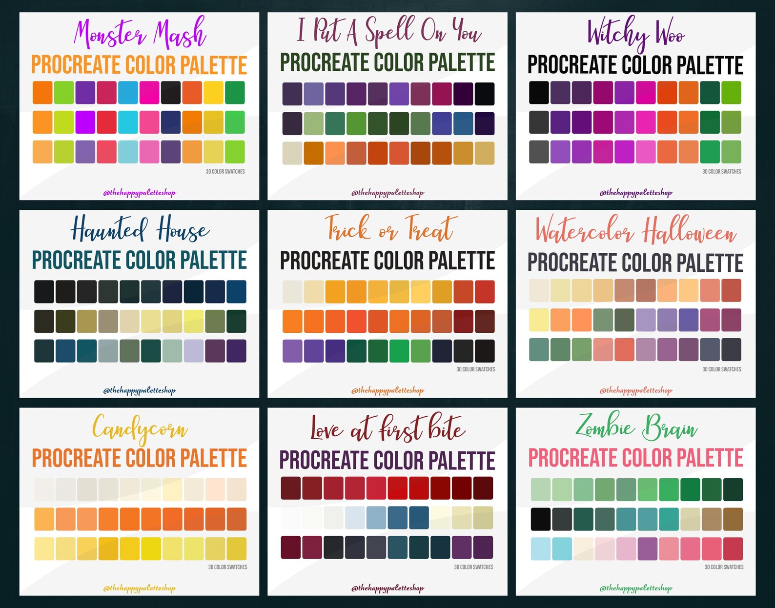 Halloween Procreate Color Palette Bundle | Digital Art & iPad Lettering ...