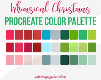Whimsical Christmas Procreate Palette | Lettering | Digital Art | iPad Procreate | Red and Green ...