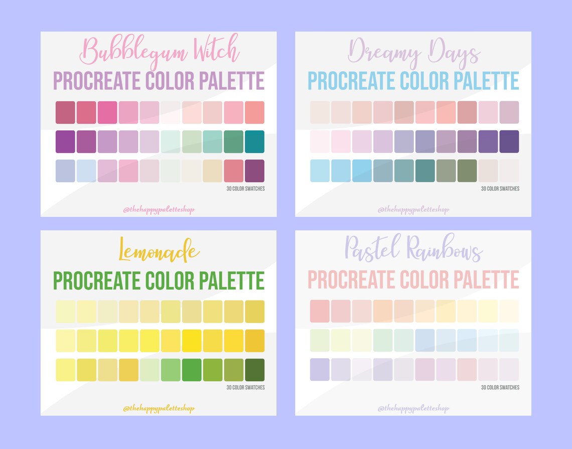 Kawaii Procreate Colors Bundle | Lettering | Digital Art | Digital ...
