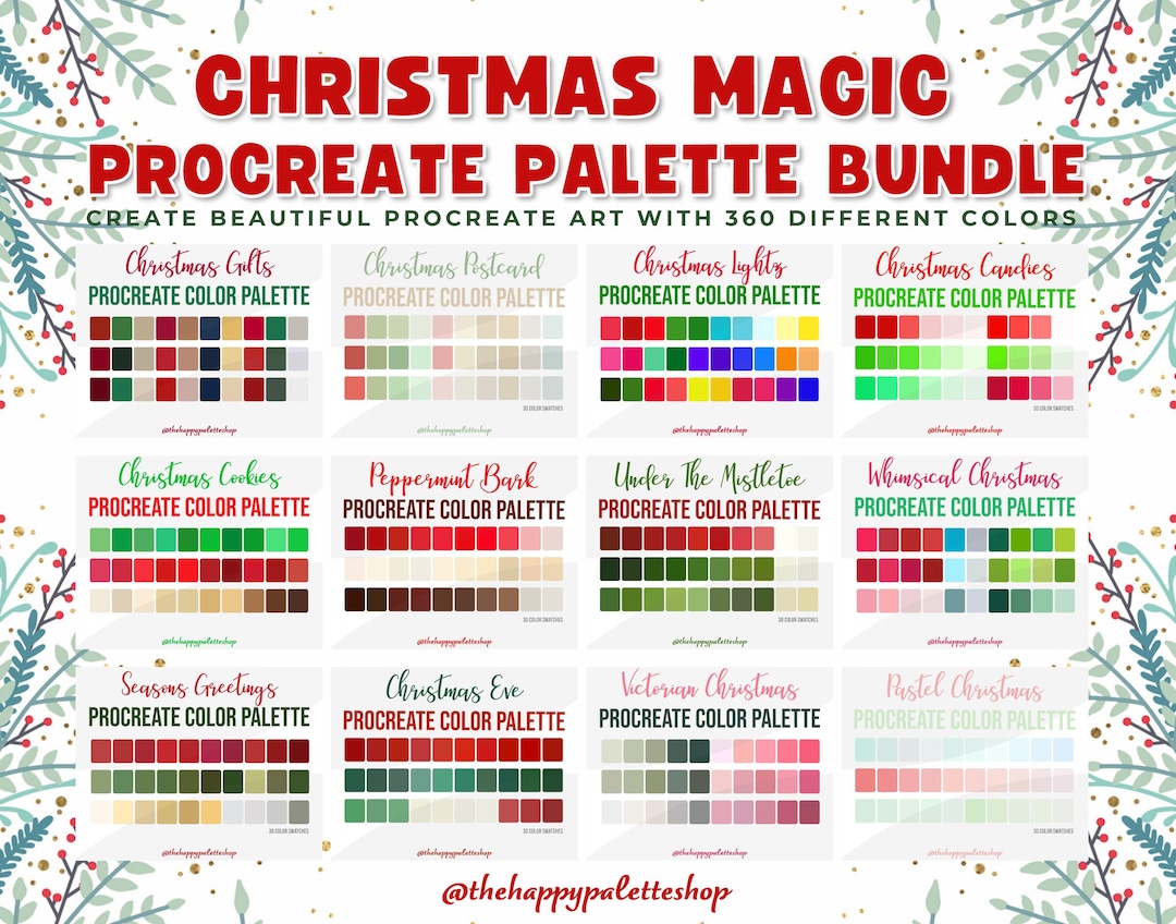 Christmas Color Palette Procreate Bundle | Lettering | Digital Art ...