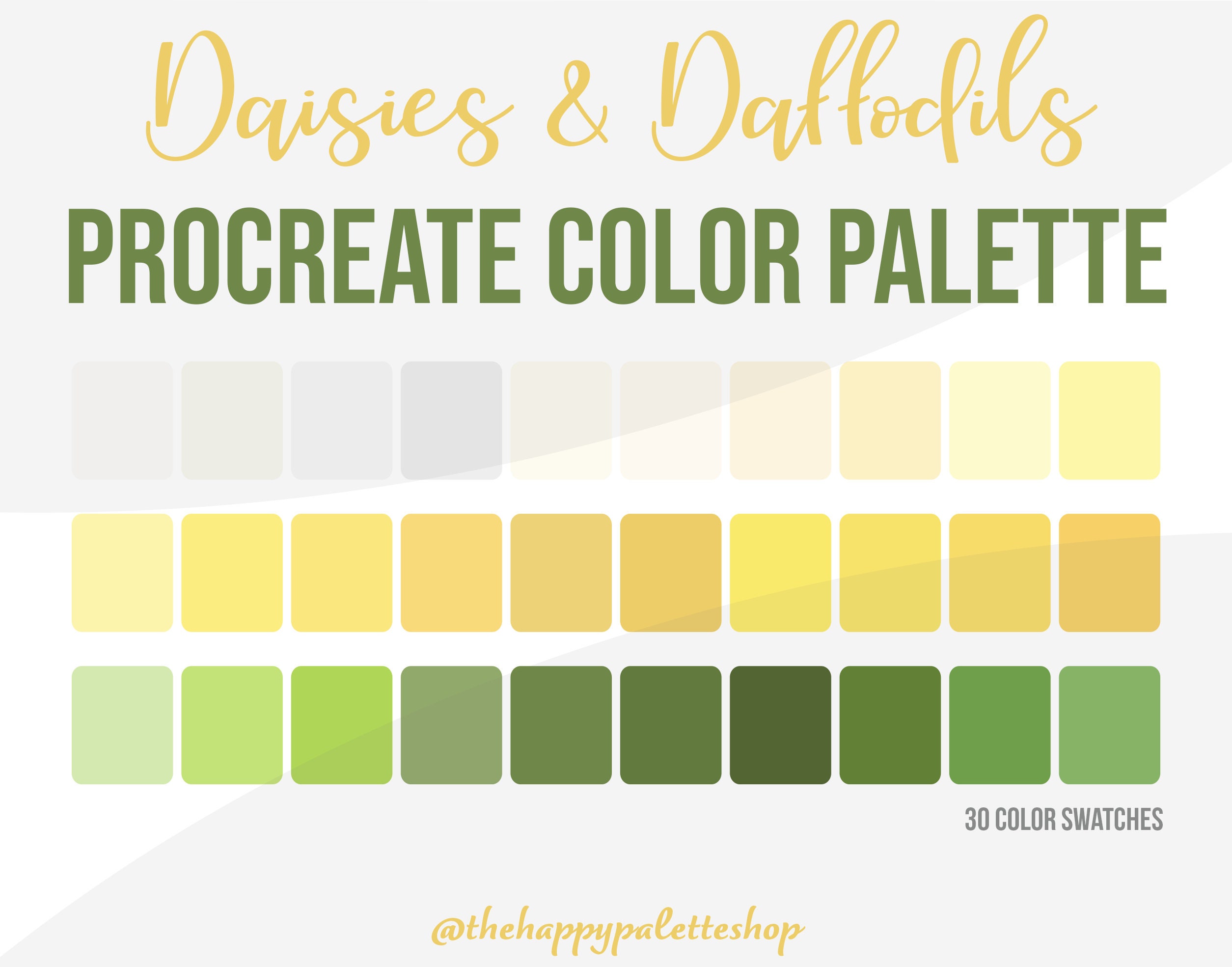 Daisy & Daffodil Procreate Color Palette: Spring Floral Art (digital ...