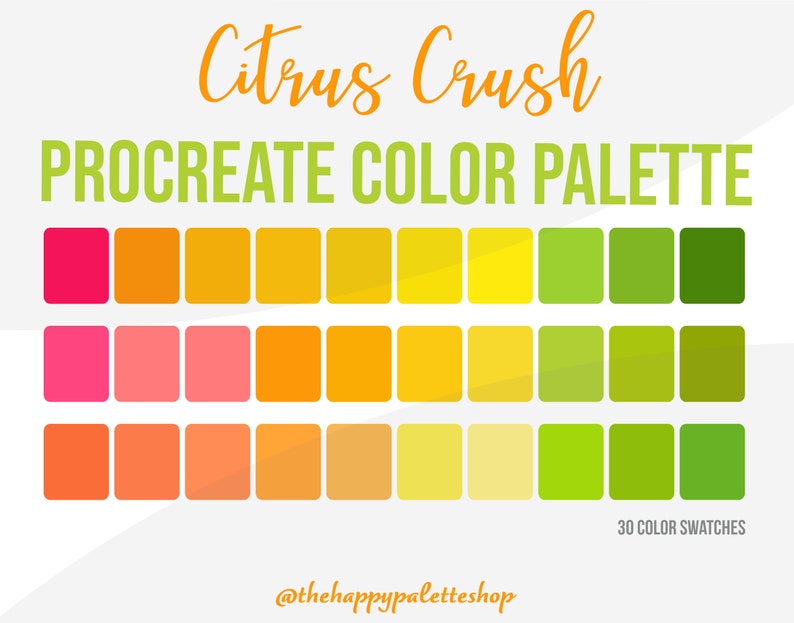 Citrus Procreate Color Palette Lettering Digital Art Summer Procreate Color Palette Ipad