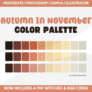 Autumn Color Palette With Hex Codes, Fall Procreate Swatches, Photoshop ...