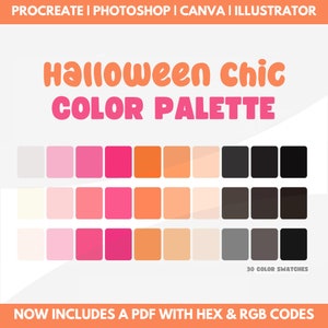 Pink Halloween Color Palette With Hex Codes & Rgb Codes, Procreate ...