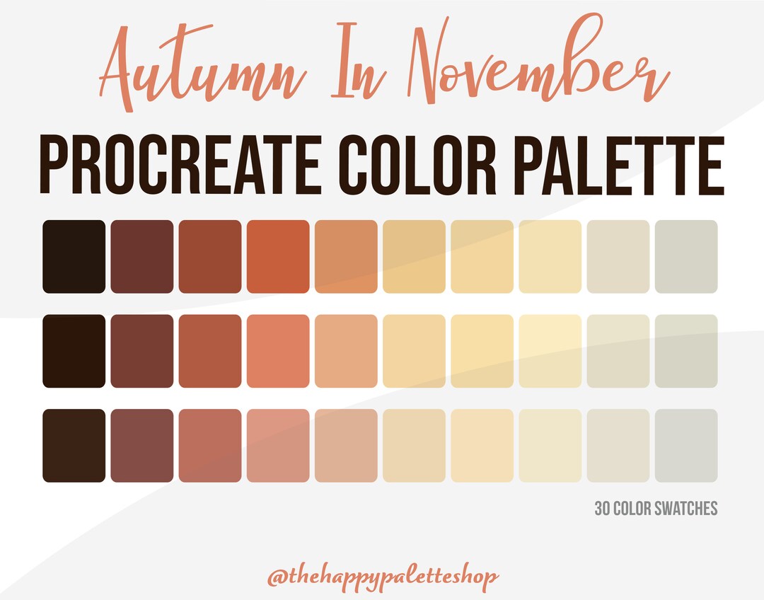 Fall Procreate Color Palette | iPad Lettering | Digital Art | Brown ...