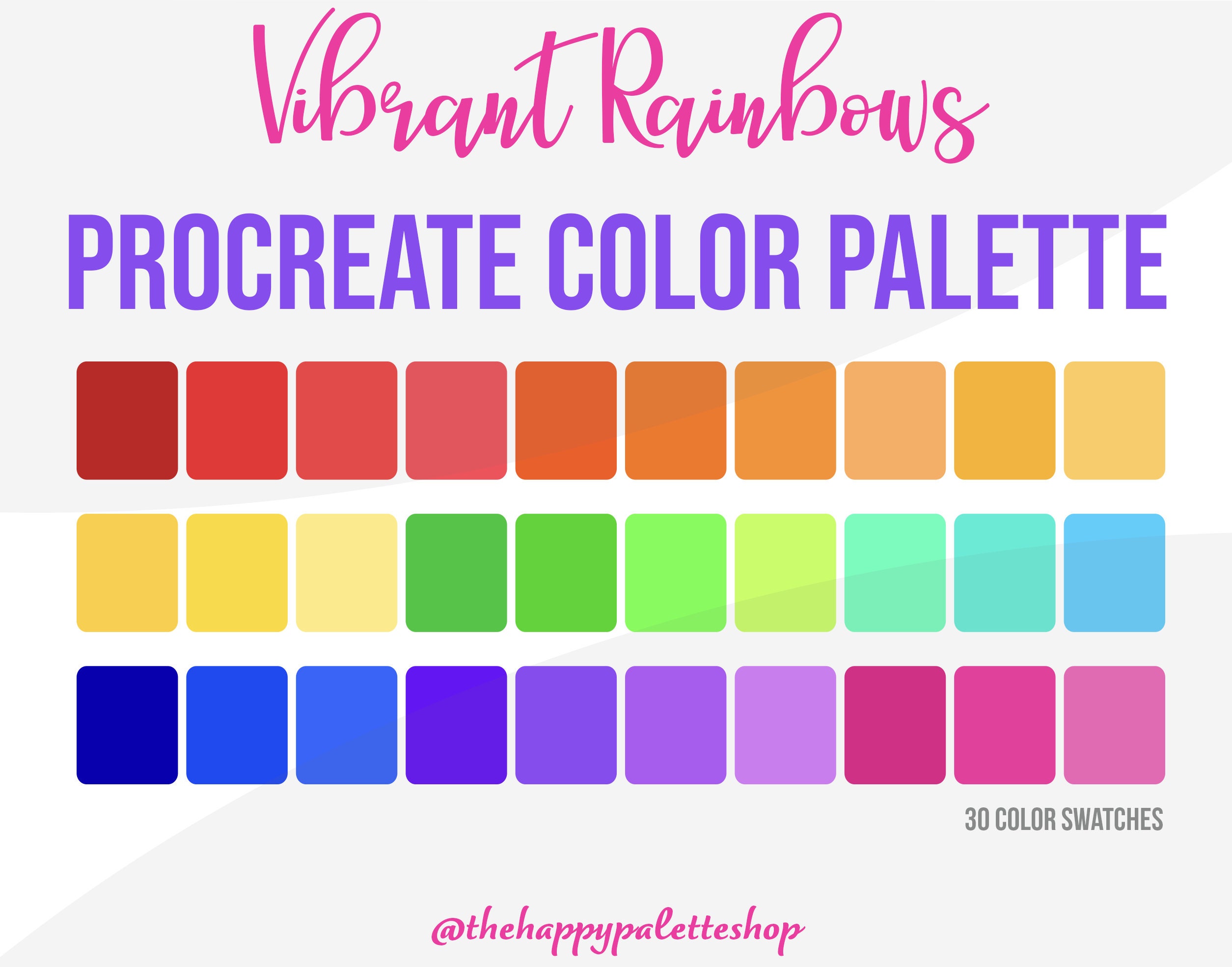 Vibrant Rainbow Procreate Color Palette | Lettering | Digital Art ...
