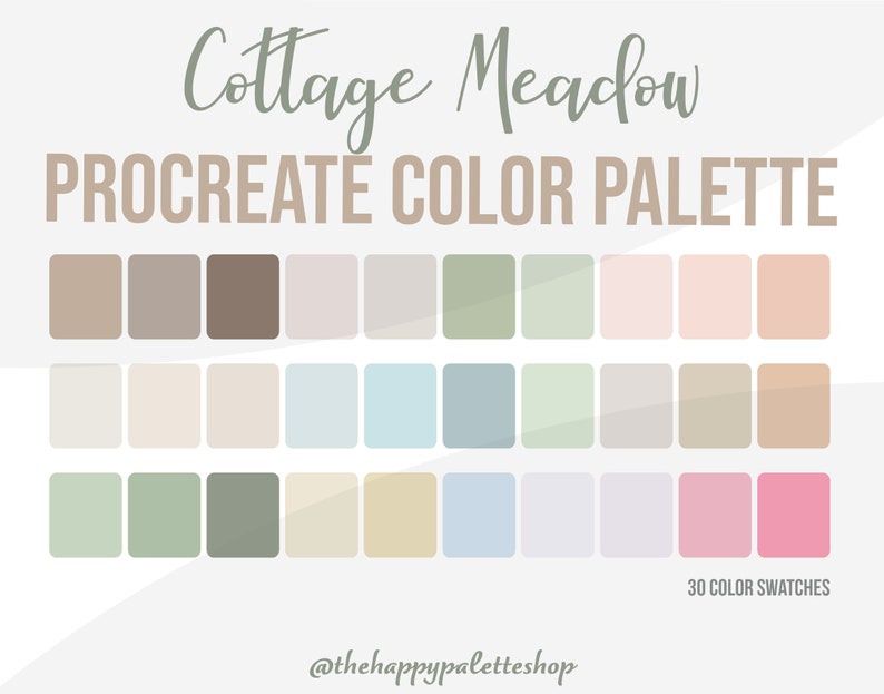 Cottagecore Aesthetic Procreate Color Palette | iPad Lettering ...