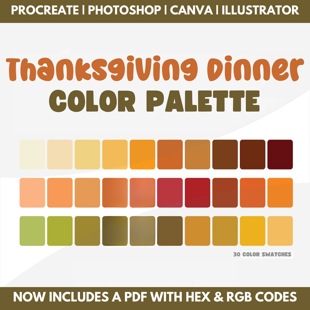 Thanksgiving Color Palette With Hex Codes, Procreate Swatches ...