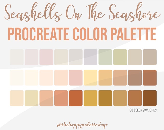 Seashells on the Seashore Procreate Color Palette | Lettering | Digital ...