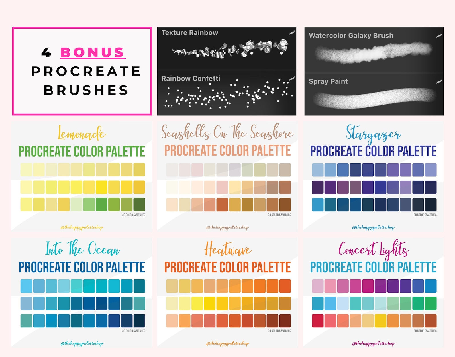 Summer Procreate Color Palettes Bundle Digital Art & Lettering ...