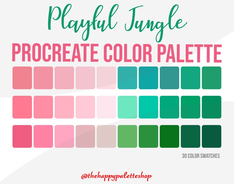 Pink Procreate Color Palette | iPad Lettering | Digital Art | Green ...