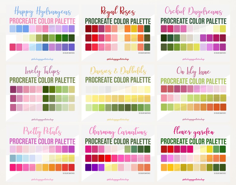 Floral Procreate Colors Bundle | Lettering | Digital Art | Digital ...