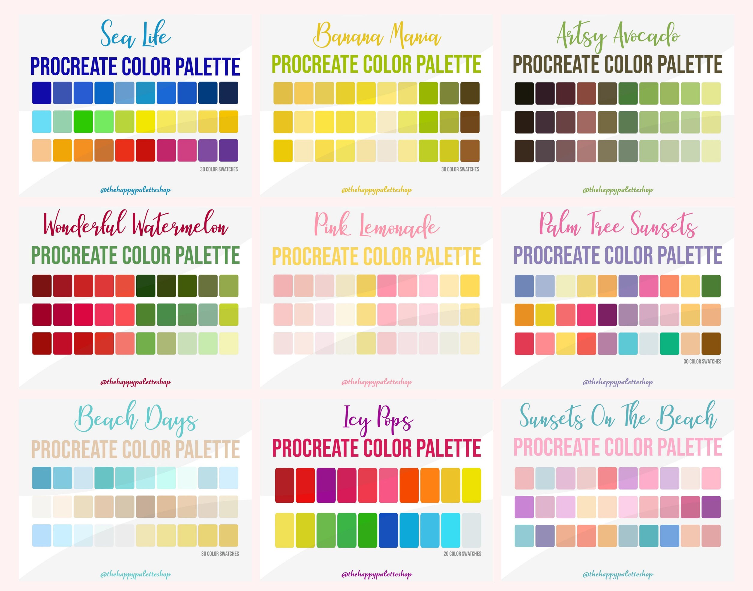 Summer Procreate Color Palettes Bundle Digital Art & Lettering ...