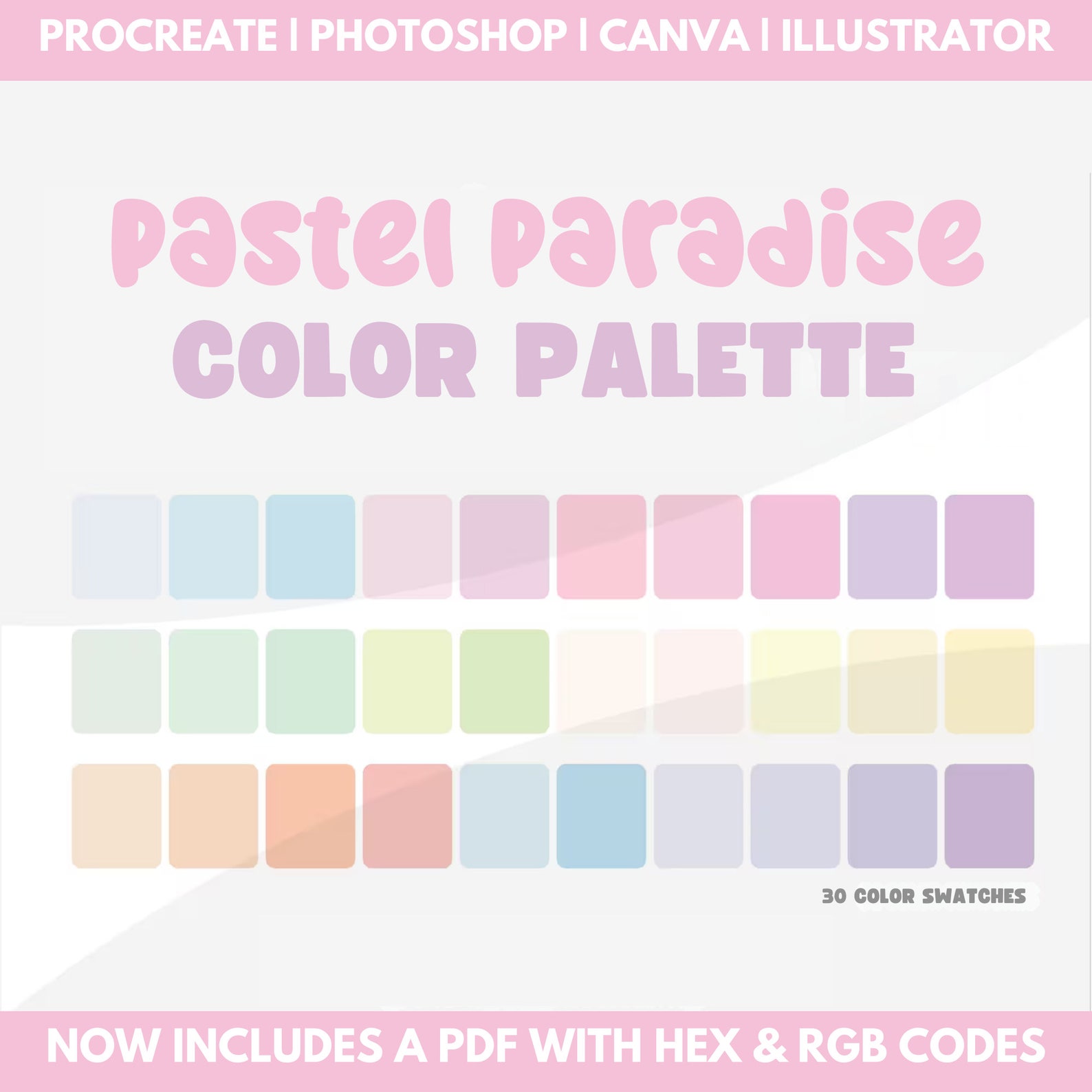 Pastel Color Palette, Hex Codes, Rgb Codes, Procreate Swatches ...