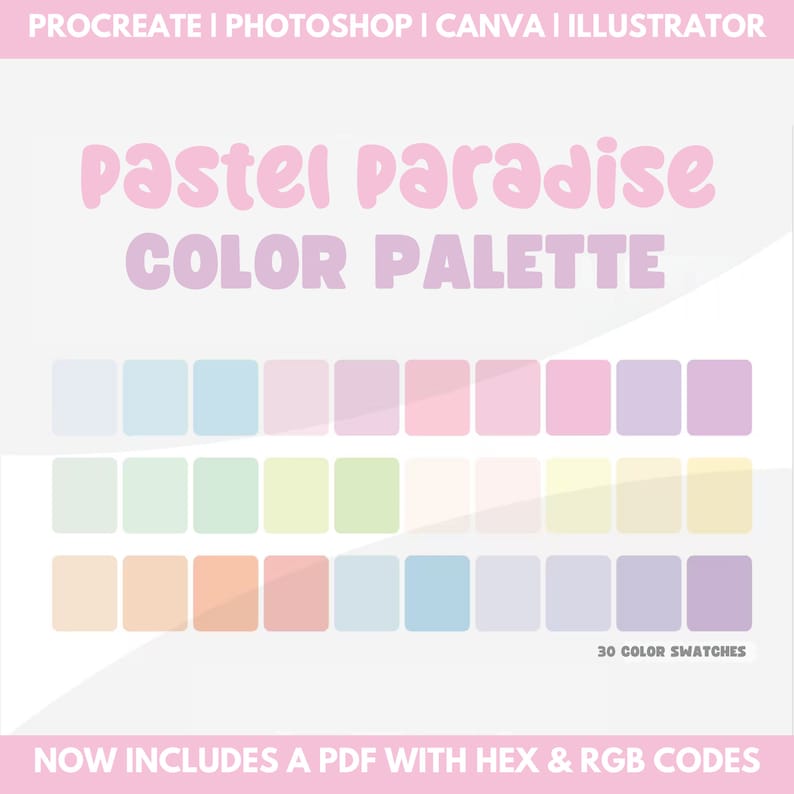 Pastel Color Palette, Hex Codes, Rgb Codes, Procreate Swatches ...