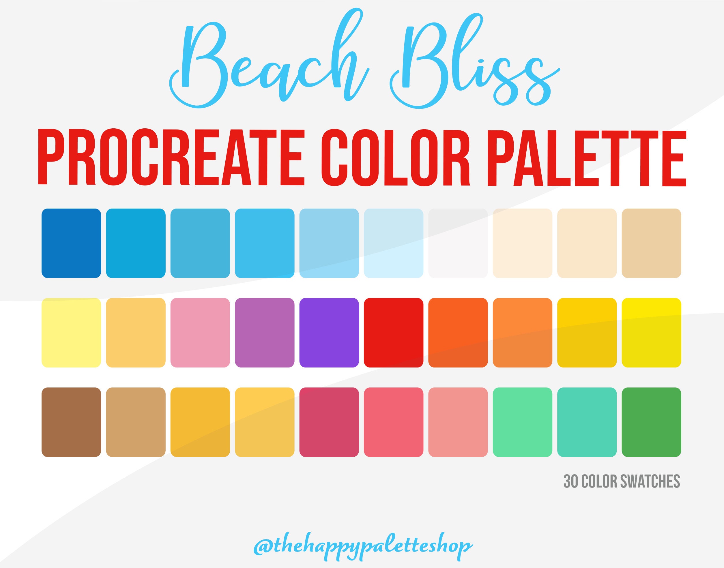 Beach Procreate Palette Lettering Digital Art iPad Procreate Rainbow ...