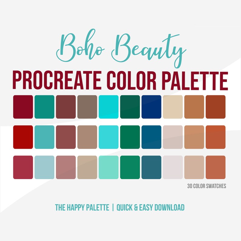 Bohemian Procreate Color Palette, Procreate Swatches, Digital Art, Boho ...