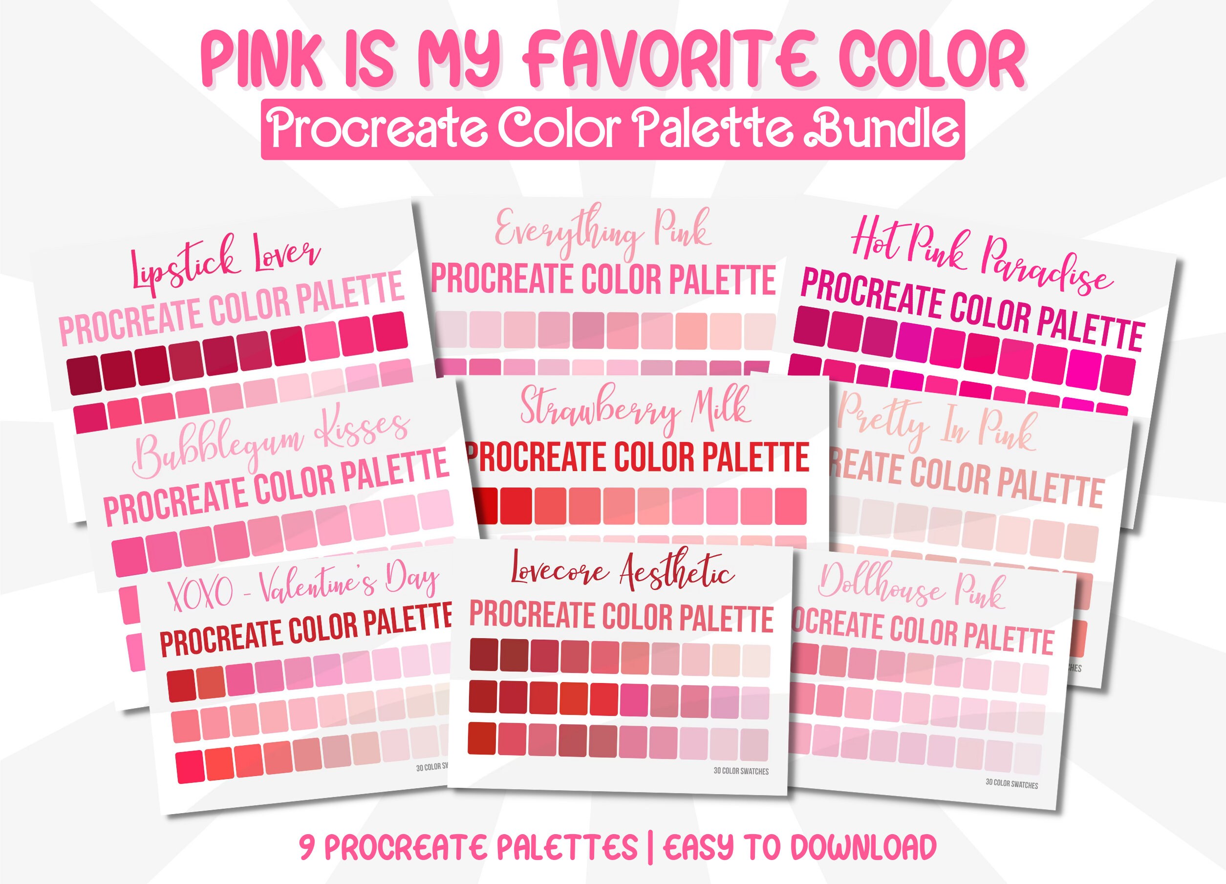 Pink Procreate Color Palette Bundle Lettering Digital Art