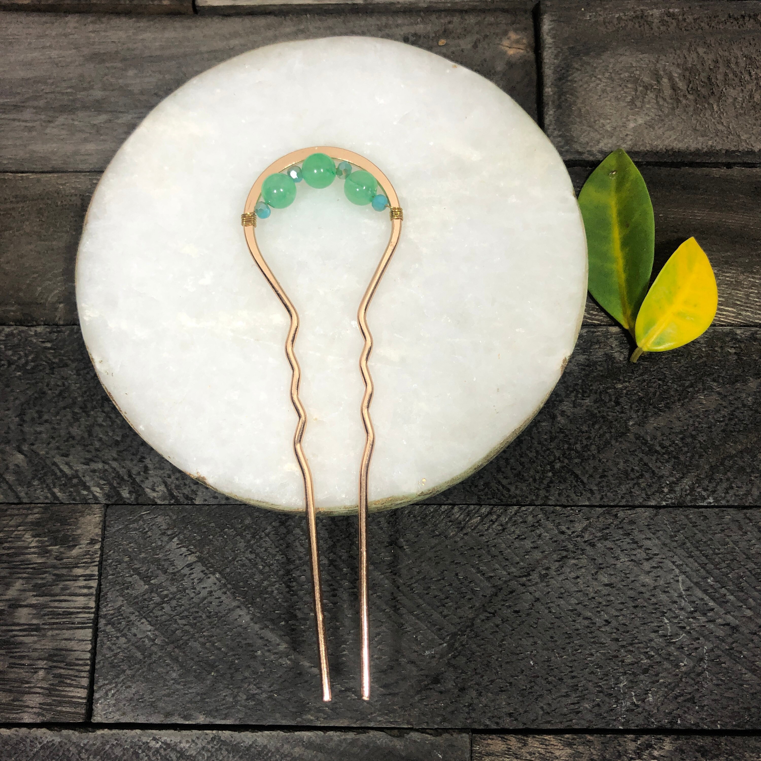 Rose Gold Hair Pin Jade Hair Pin Rose Gold Hair Fork - Etsy