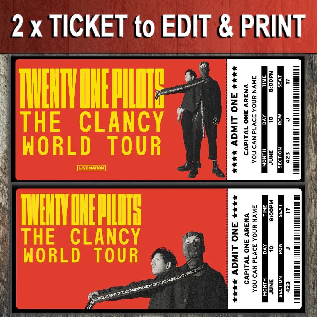 Printable Twenty One Pilots Ticket the Clancy World Tour Personalized ...