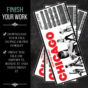 Printable CHICAGO the Musical Theatre Ticket, Personalized Broadway ...