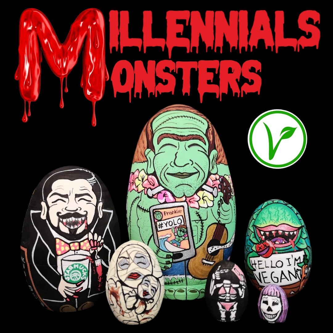 Millennials Monsters- Nesting Dolls Set- Feel Good Art- Handpainted ...