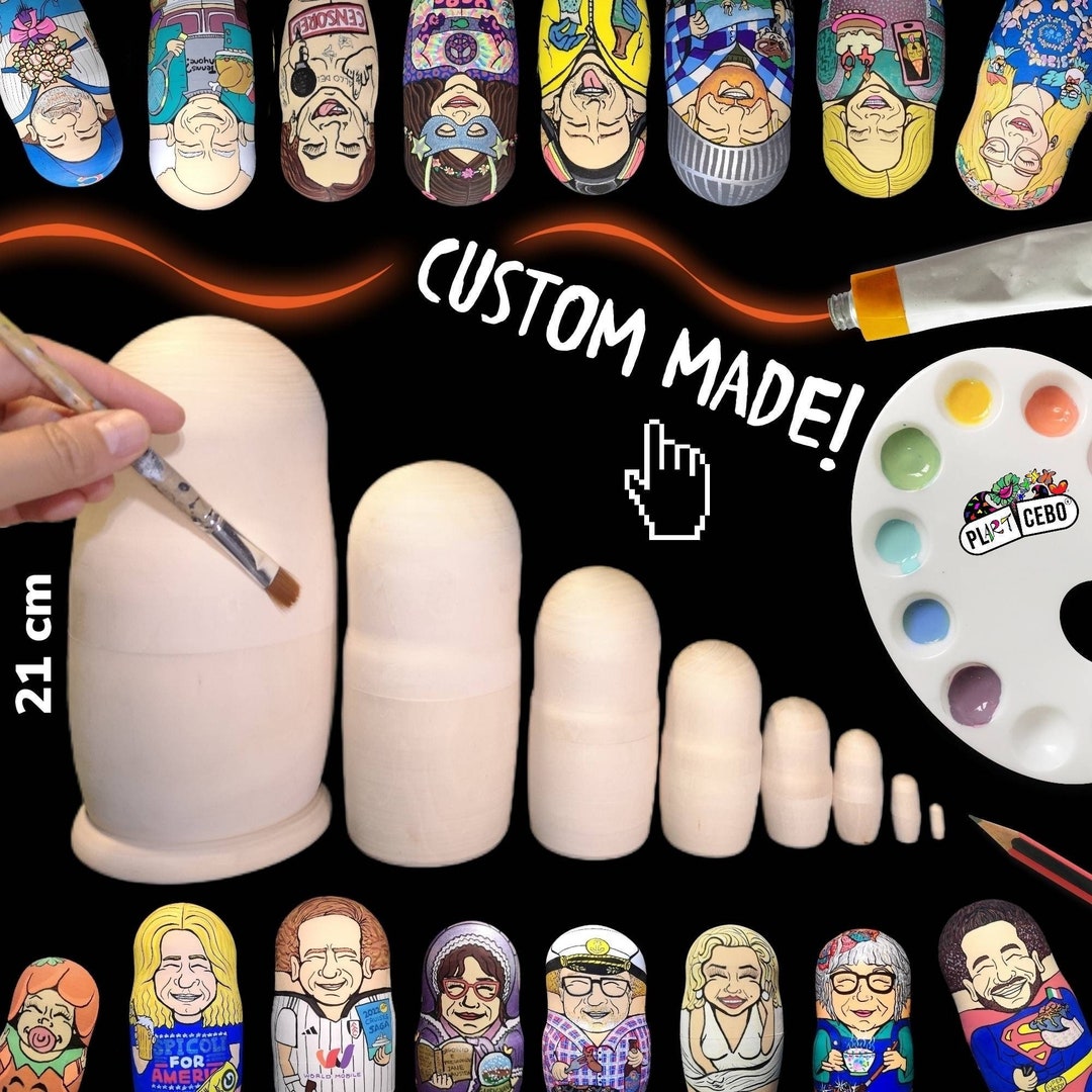 CUSTOM NESTING DOLL 21 Cm 1 to 8 Dolls Single Set Detailed Hand-painted ...