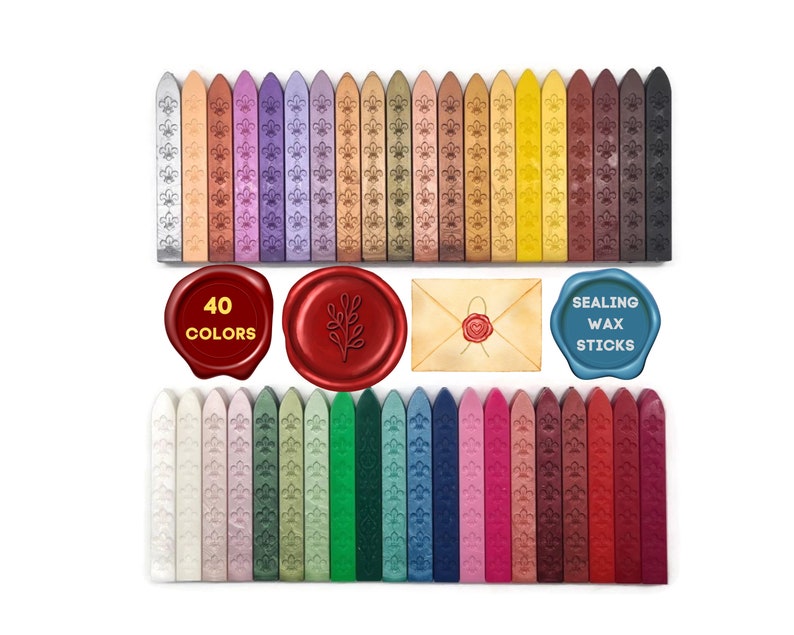 Sealing Wax Sticks 40 Colors Wax Seal Stamp Wickless Wax - Etsy