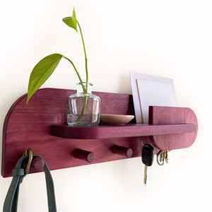 Exotic Purpleheart Entryway Organization, Wall Mount Coat Rack With ...