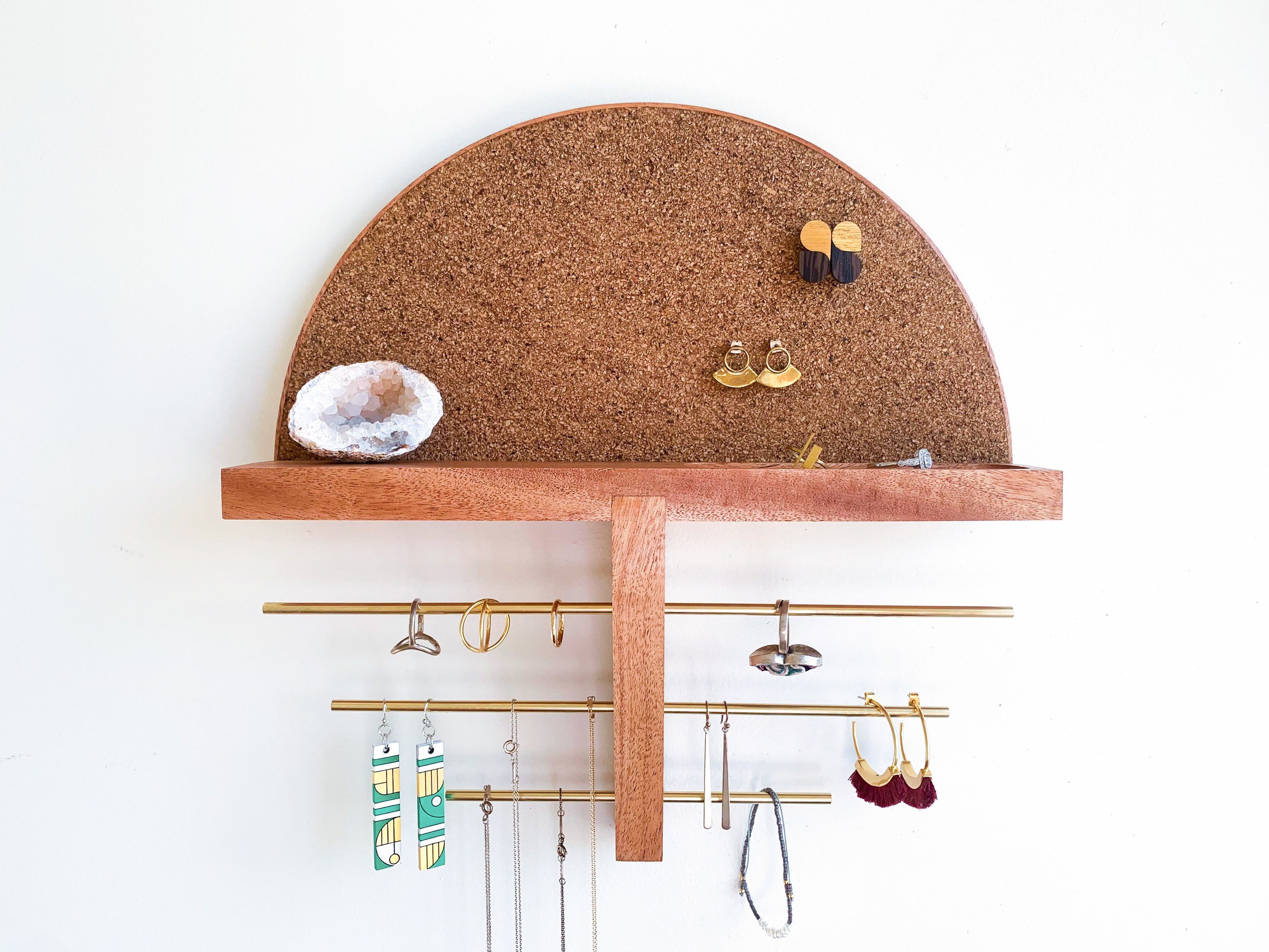 Mahogany Jewelry Organizer Hardwood Wall Mount Floating Shelf | Etsy