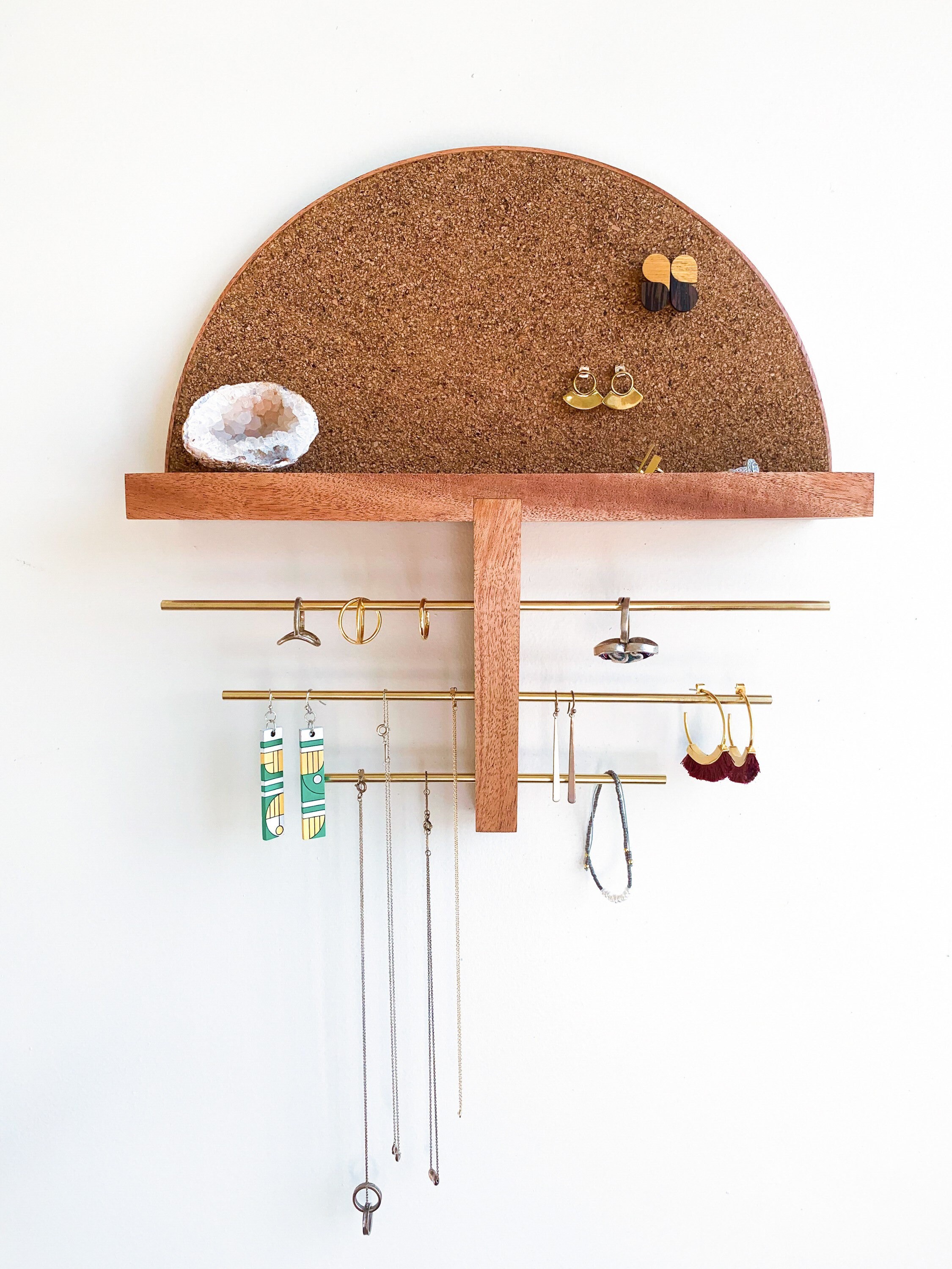 Mahogany Jewelry Organizer Hardwood Wall Mount Floating Shelf | Etsy