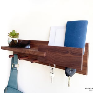 Modern Entryway Organizer, Key Holder, Wall Mount Coat Rack With Shelf ...