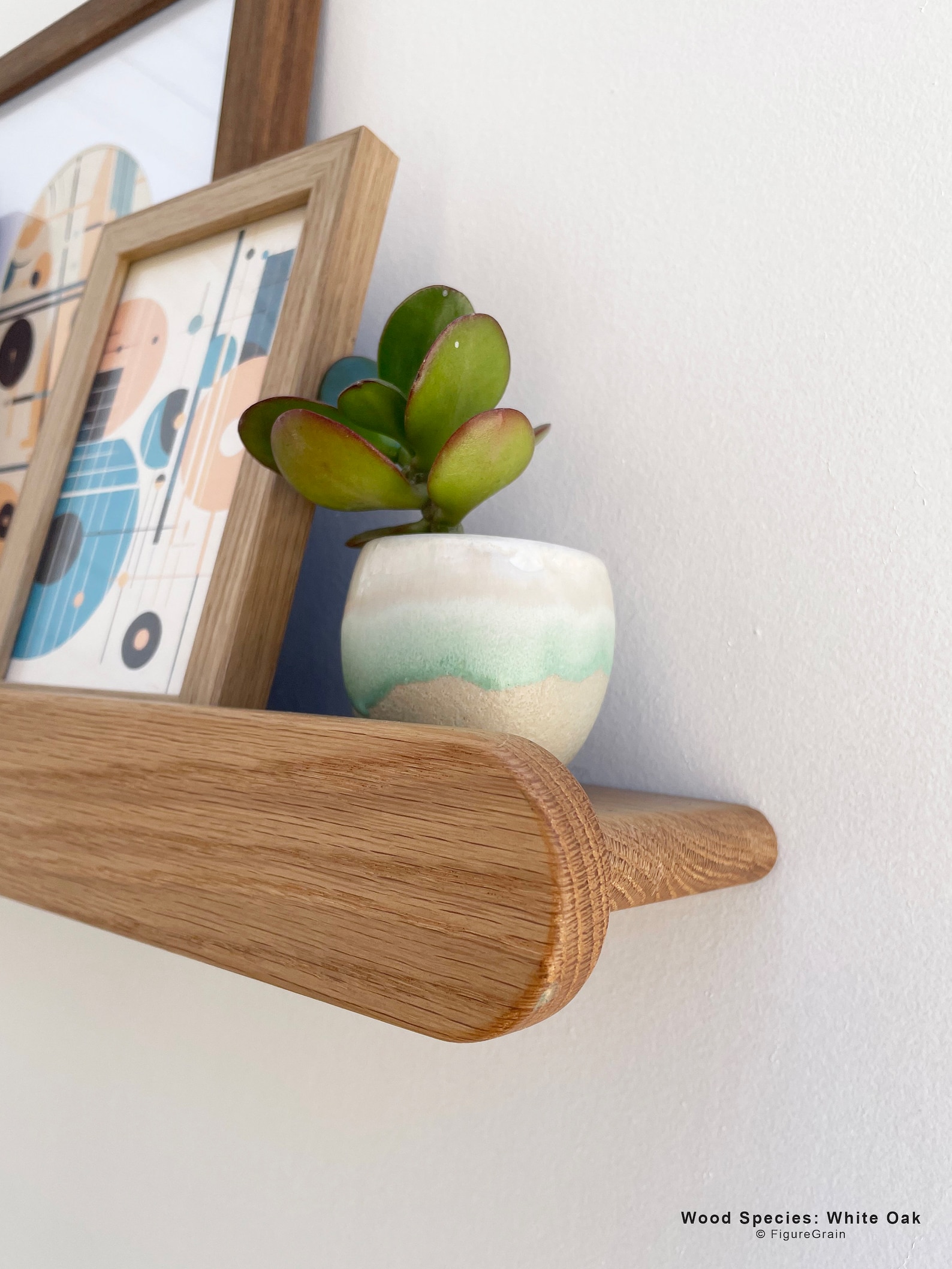 Hardwood Mid-century Picture Ledge Shelf - Floating Wooden Shelves for ...