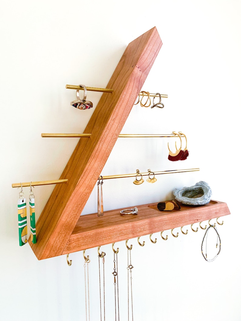 Cherry Jewelry Organizer, Wall Mounted, Floating Jewelry Holder for ...
