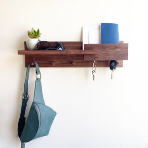 Modern Entryway Organizer, Key Holder, Wall Mount Coat Rack With Shelf ...