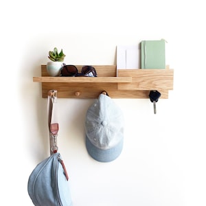 Modern Entryway Organizer, Key Holder, Wall Mount Coat Rack With Shelf ...