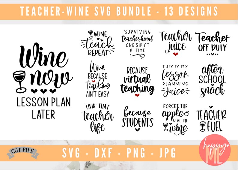 Teacher and Wine Bundle SVG Wine Quote Bundle SVG Teacher - Etsy