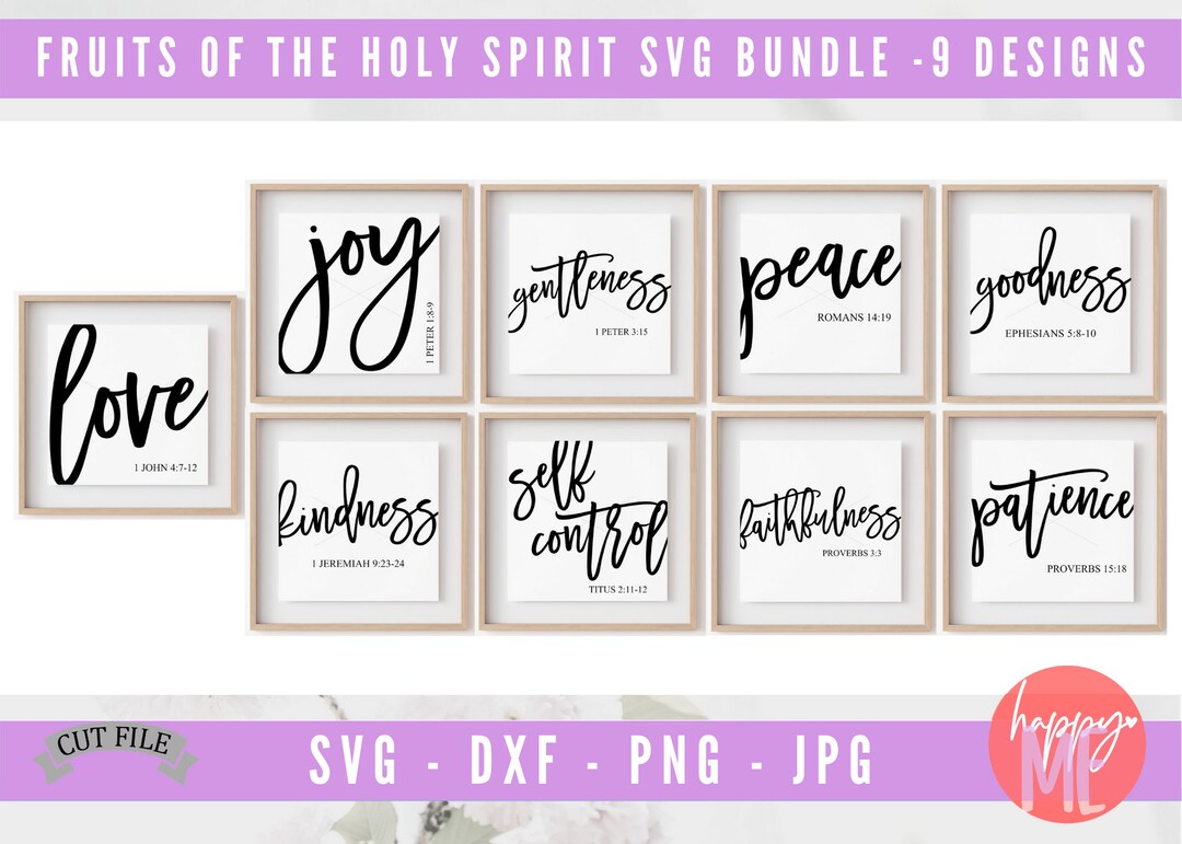 Fruits of the Holy Spirit Bundle SVG, Christian Bundle SVG, Religious ...
