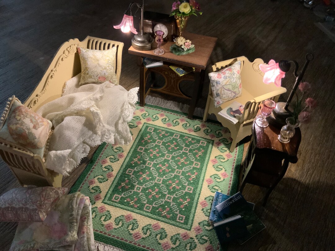 Hand Stitched Petit Point Dollhouse Rug - Etsy