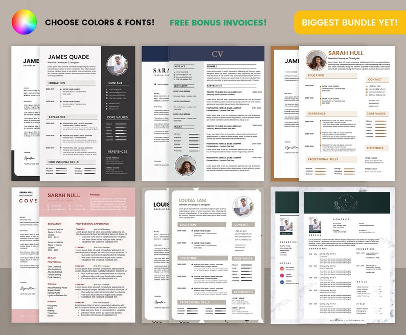 Resume Template Word CV Template Cover Letter Teacher | Etsy