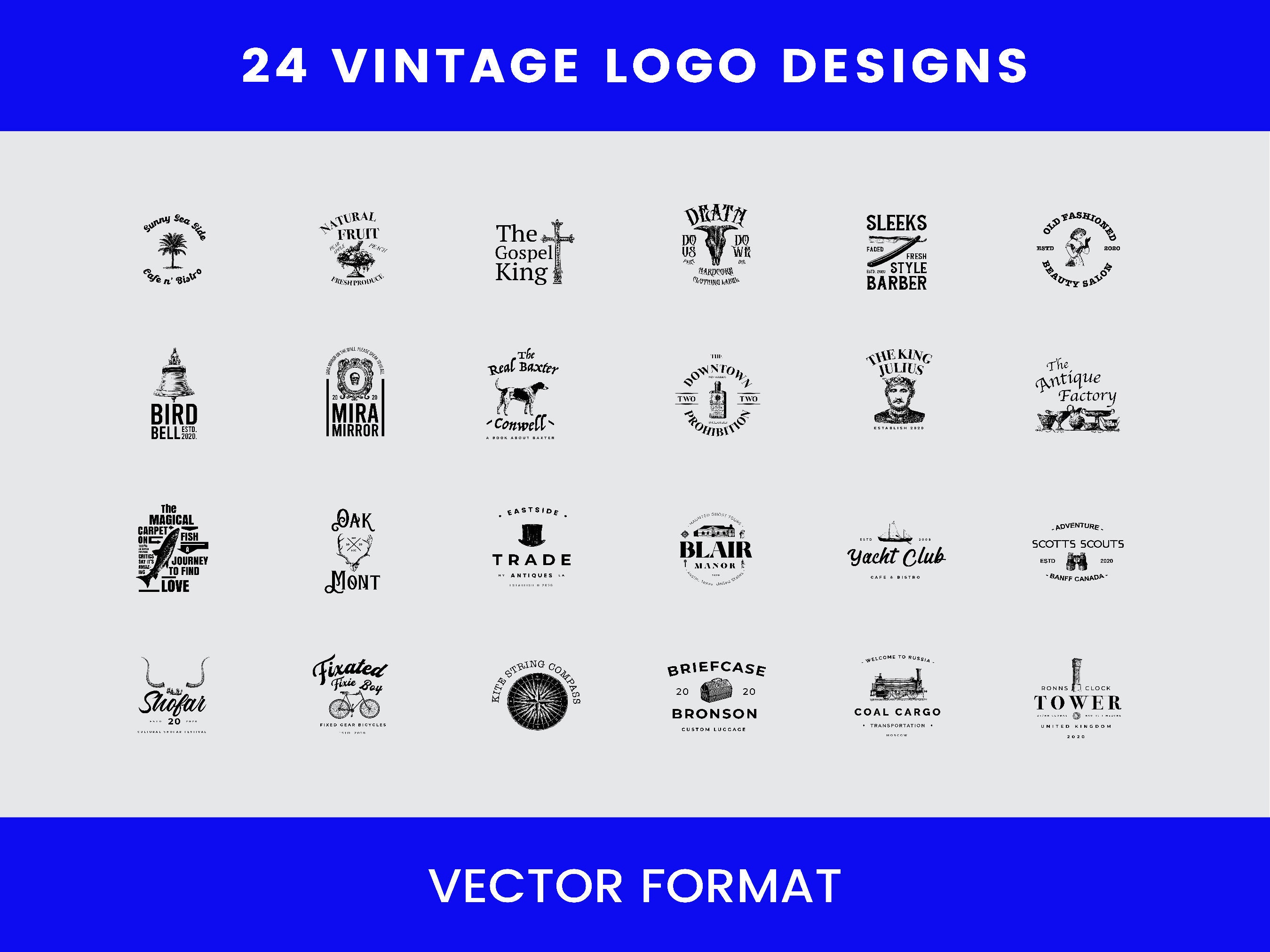 24 Realistic Vintage Logo Designs, Svg / Vectors EDITABLE Svg / Files ...