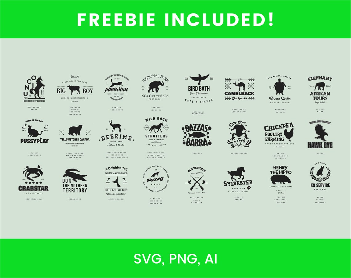 40 Animal SVG Designs Animal Logo, Cricut Vectors - Etsy