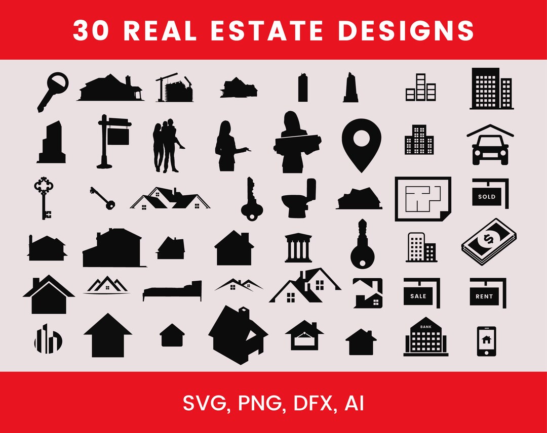 30 Real Estate Designs Svg / Vector Badges Svg / Files for Cricut / Cut ...