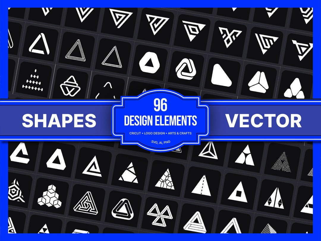 96 Triangle Shapes, Shapes BIG BUNDLE Svg, Triangle Abstract Vector ...