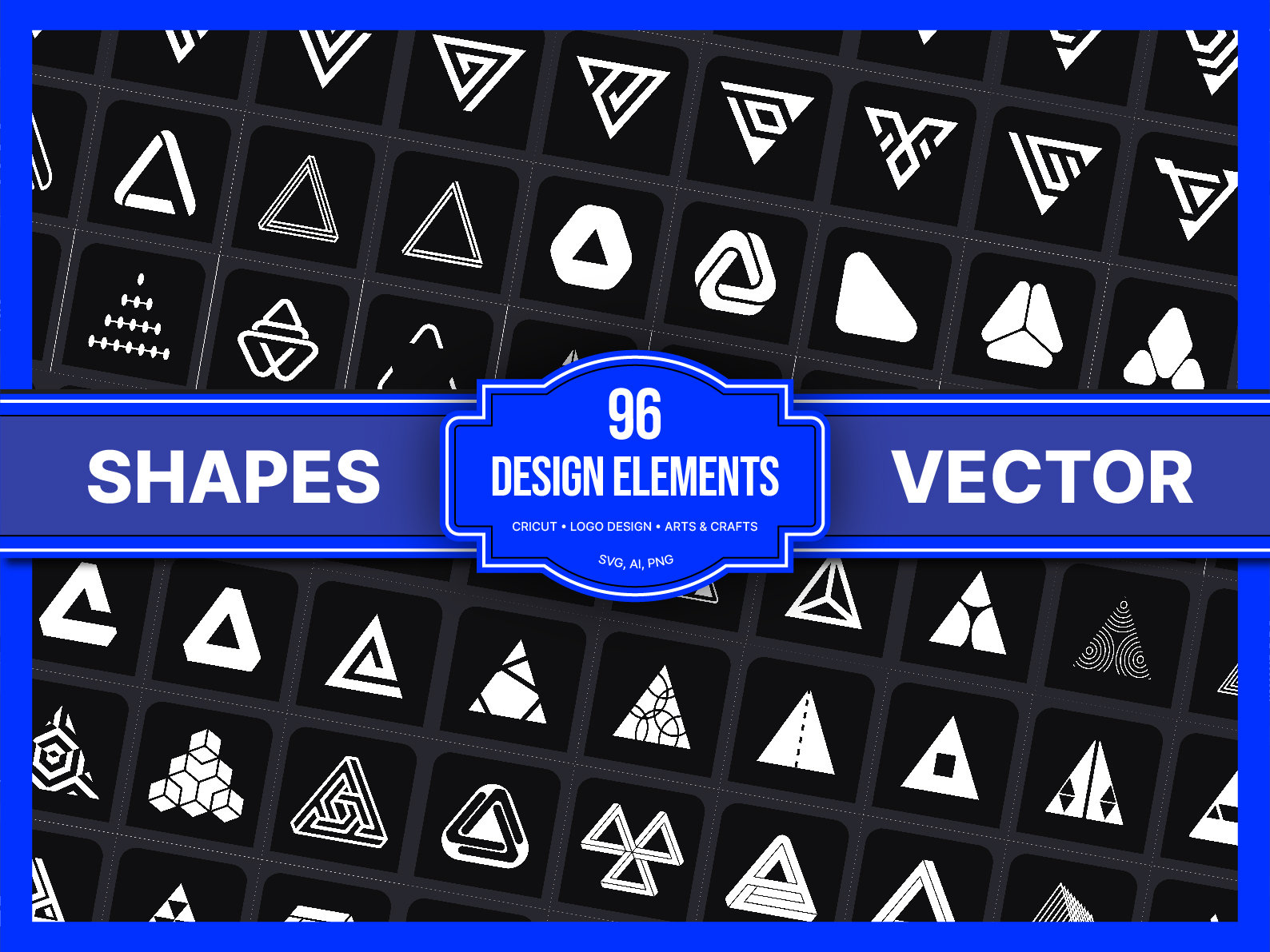 96 Triangle Shapes, Shapes BIG BUNDLE Svg, Triangle Abstract Vector ...