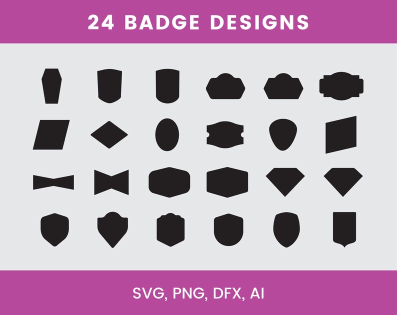 24 Shapes & Badges Svg / Vector Badges Svg / Files for Cricut / Cut ...